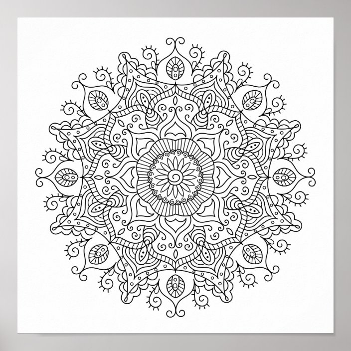 Coloring Page Moroccan Mandala Poster | Zazzle.com