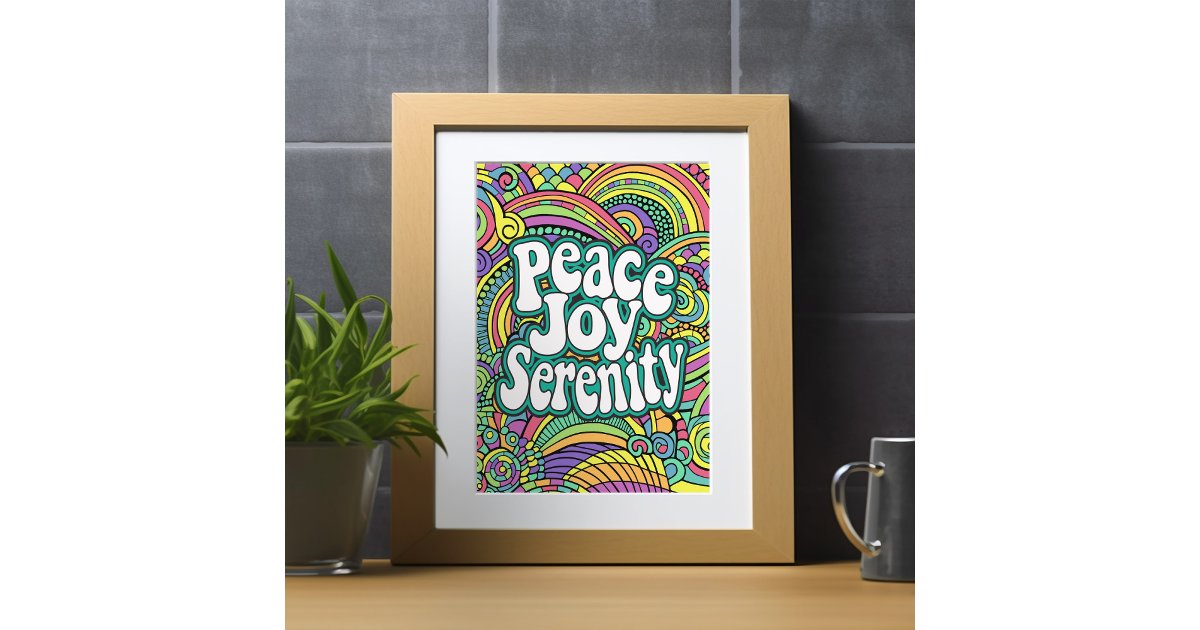 Coloring Page Peace Joy Serenity Abstract Pattern Holiday Card | Zazzle