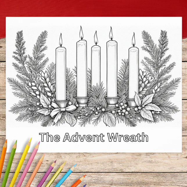 Coloring Picture Color In Advent Wreath & Candles Poster | Zazzle