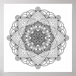 Coloring Poster – Wave Flower Mandala | Zazzle