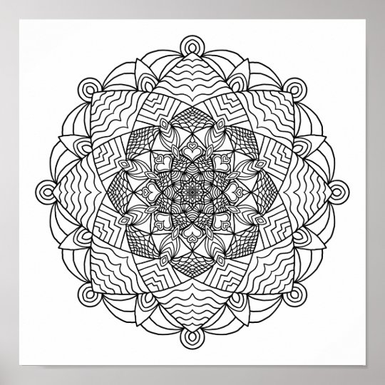 Coloring Poster – Wave Flower Mandala | Zazzle.com