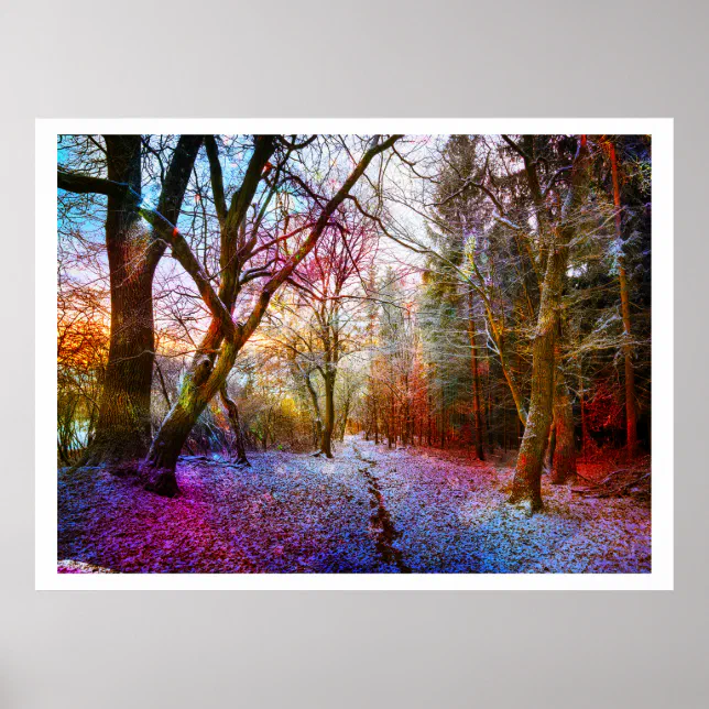 Colorized Forest Winter Landscape Poster | Zazzle