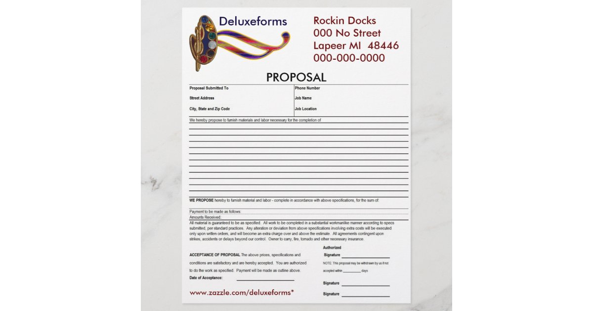Colors of Paint Proposal Form Letterhead | Zazzle