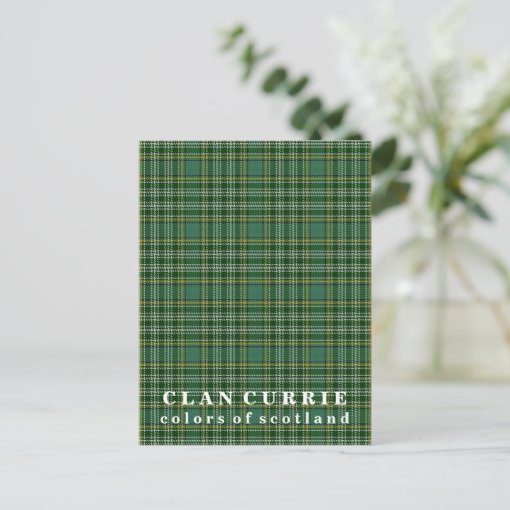 Colors of Scotland Clan Currie Tartan Postcard | Zazzle
