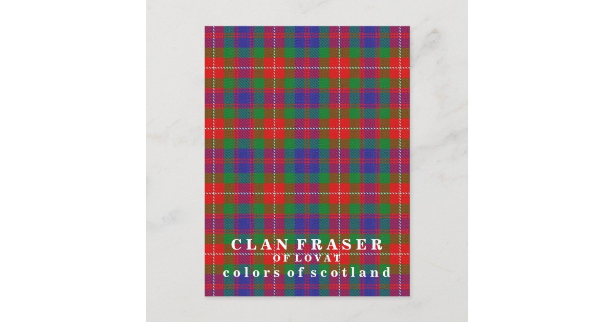 Colors of Scotland Clan Fraser of Lovat Tartan Postcard | Zazzle
