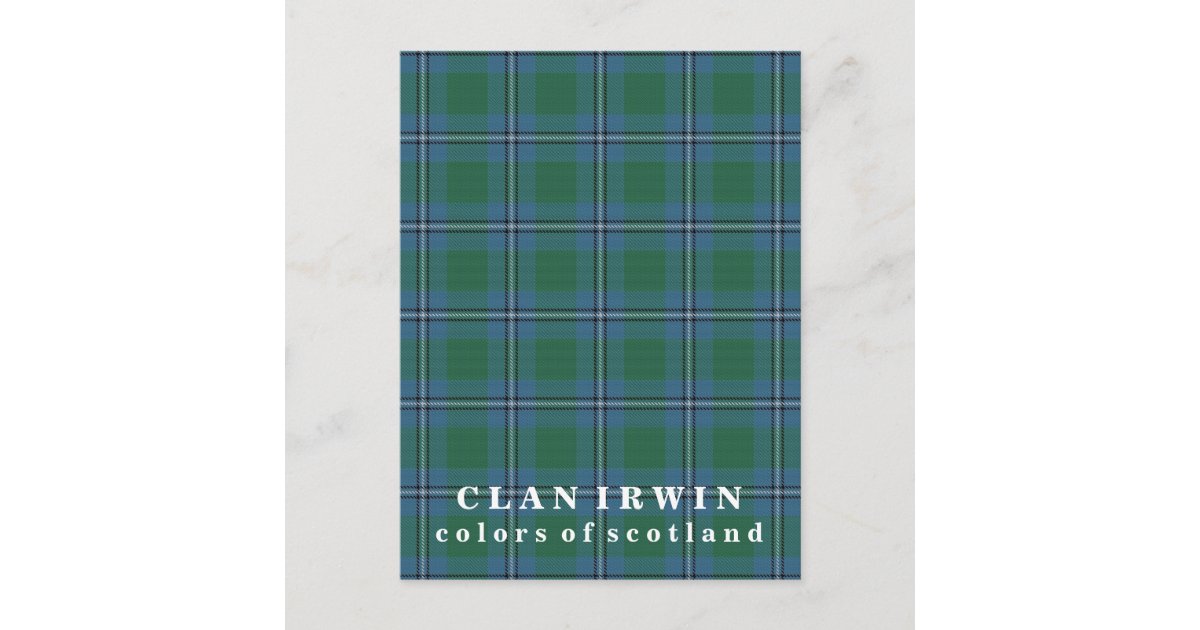 Colors of Scotland Clan Irwin Tartan Postcard | Zazzle