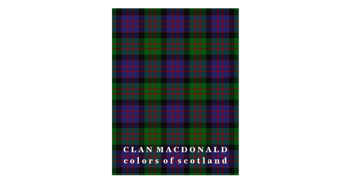 Colors of Scotland Clan MacDonald Tartan Postcard | Zazzle.com
