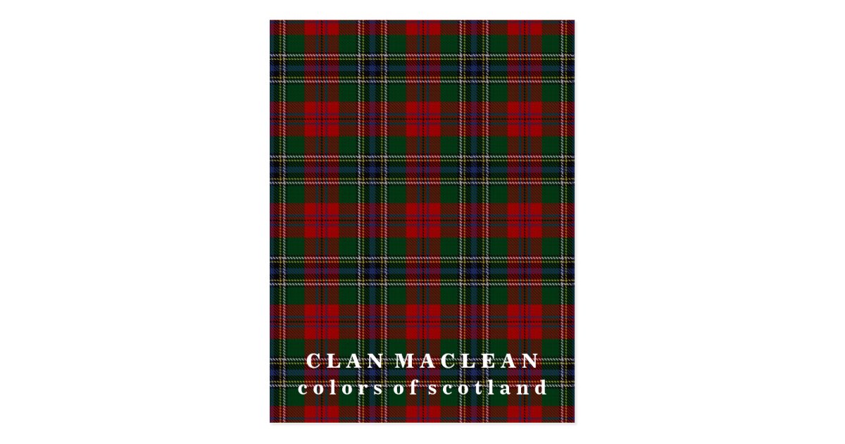Colors of Scotland Clan MacLean Tartan Postcard | Zazzle.com