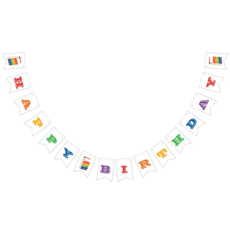 Colors of the Rainbow Banner, Happy Birthday Cake Bunting Flags | Zazzle