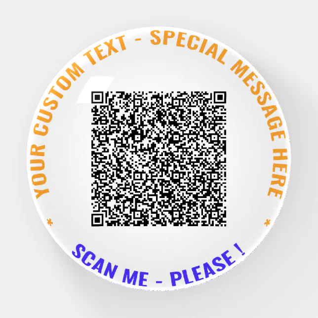Colors QR Code Scan Info Custom Text Paperweight | Zazzle