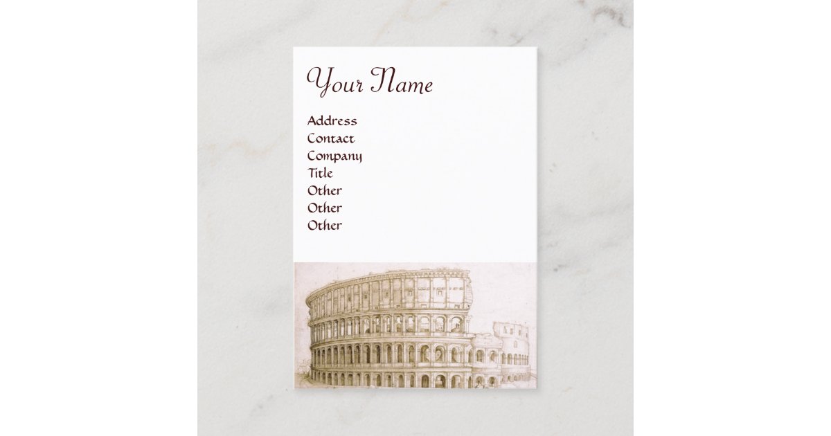 COLOSSEUM /Classic Architecture,Architect White Business Card | Zazzle