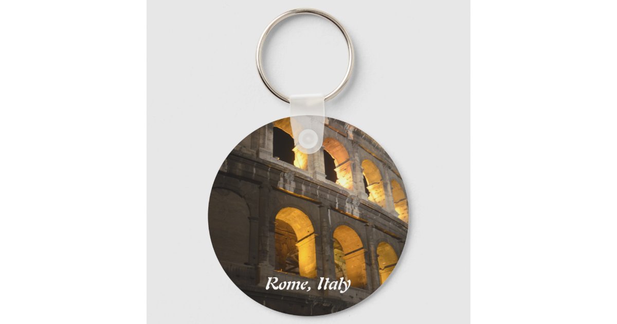 Colosseum Rome Italy at Night Keychain | Zazzle