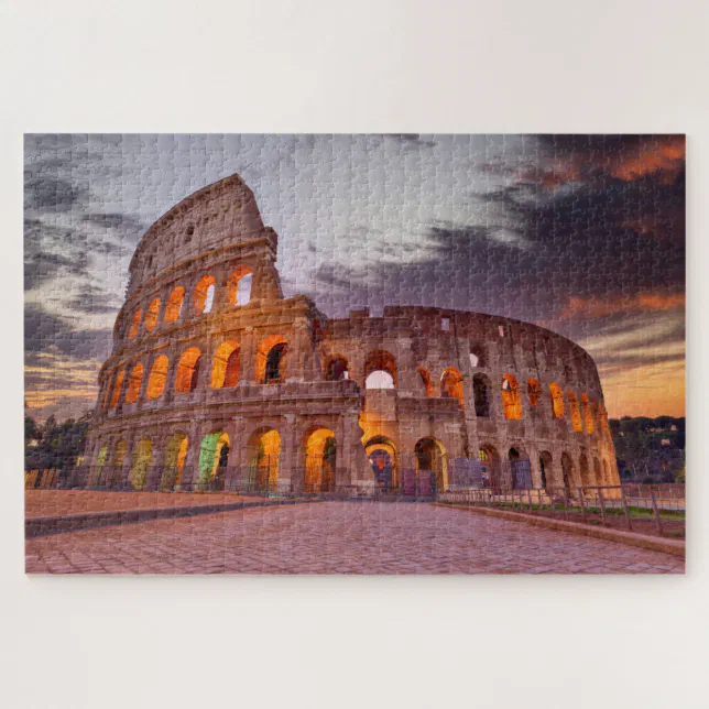 Colosseum Sunset Rome Italy Building Travel Jigsaw Puzzle | Zazzle