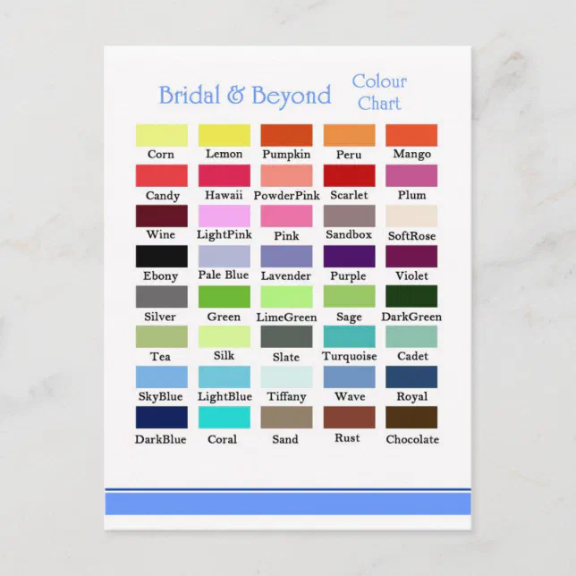Colour Chart1 Postcard | Zazzle