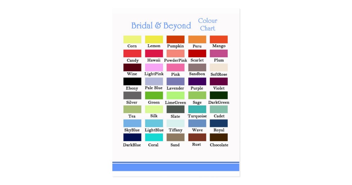 Colour Chart1 Postcard | Zazzle.com