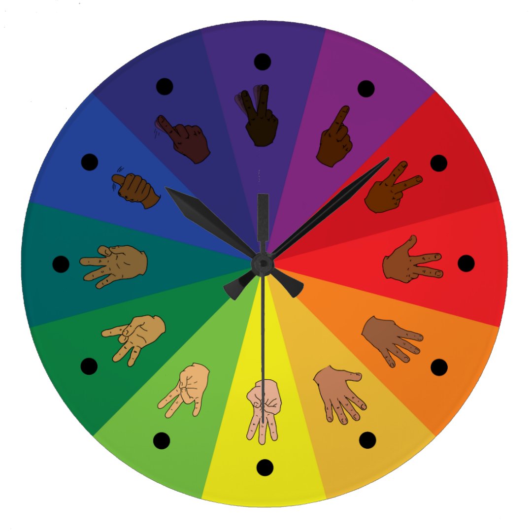 Colour Wheel ASL Clock (12 segments) | Zazzle