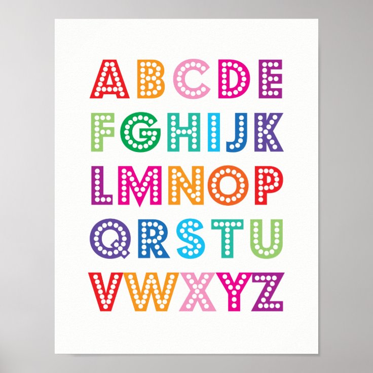 Colourful Alphabet kids poster | Zazzle