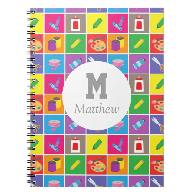 Colourful Arts and Craft Pattern Kids Sketchbook Notebook | Zazzle