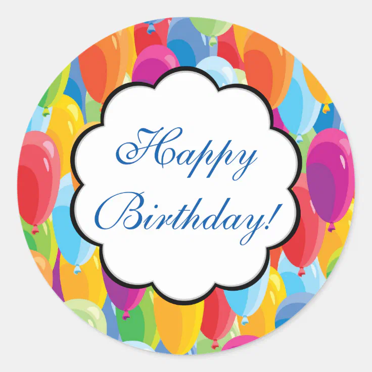 Colourful Balloons - Happy Birthday Stickers | Zazzle