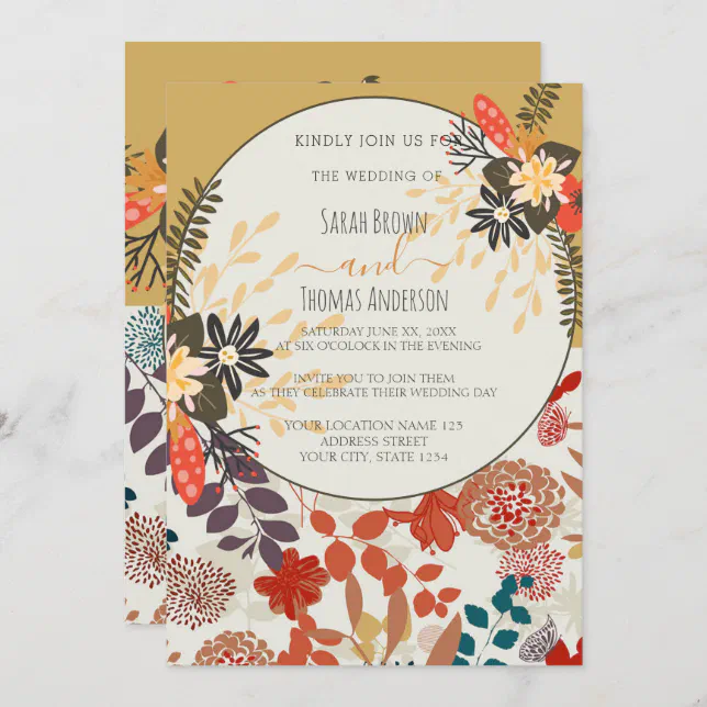 COLOURFUL BOHO FLORAL INVITATION | Zazzle