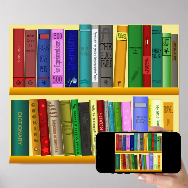 Colourful books classroom or library kid's room poster | Zazzle