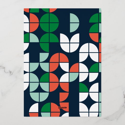Colourful bright Noel Christmas geometric photo Foil Holiday Card | Zazzle