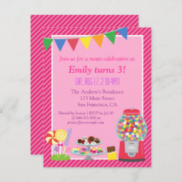 Colourful Candy Themed Birthday Party Invitation | Zazzle