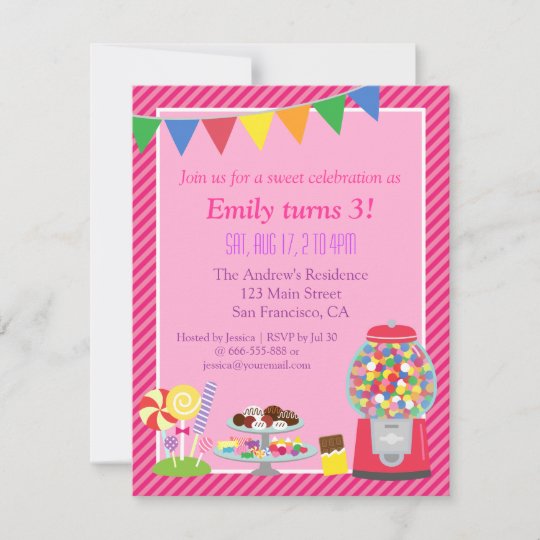 Colourful Candy Themed Birthday Party Invitation | Zazzle.com