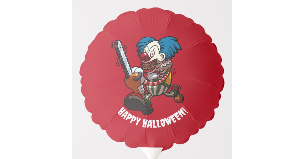Colourful Chainsaw Clown Halloween Horror Cartoon Balloon | Zazzle
