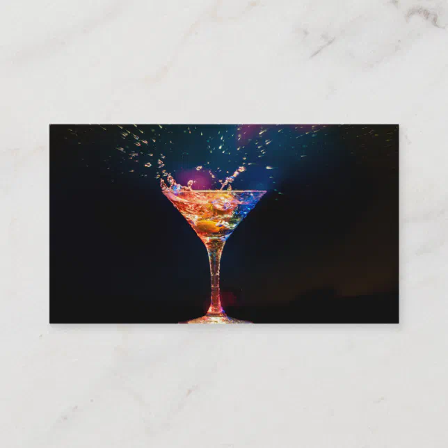 Colourful Cocktail Splash Business Card | Zazzle