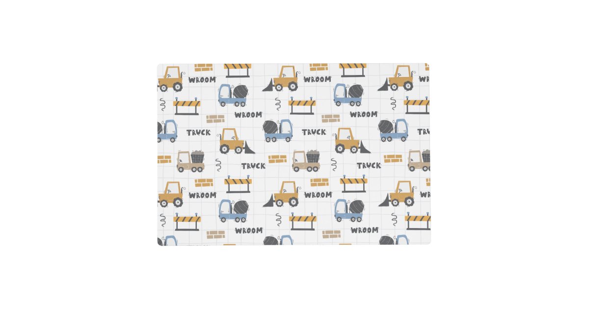 Colourful Construction Trucks Pattern Placemat | Zazzle