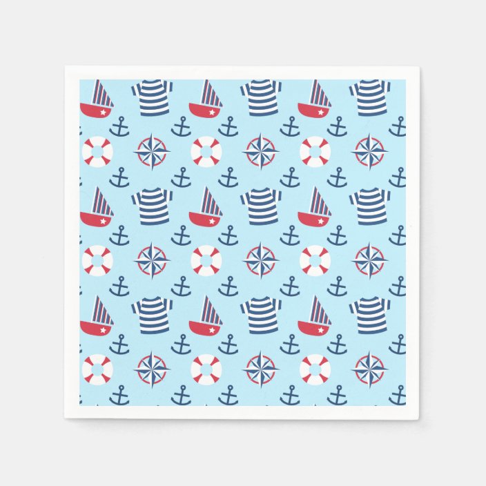 Colourful Cute Sailboat Anchor Nautical Party Paper Napkins | Zazzle.com
