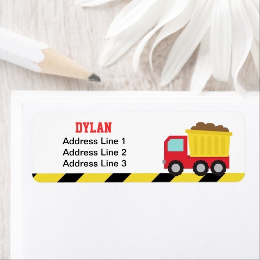 Colourful Dump Truck, Construction Vehicle for Boy Label | Zazzle