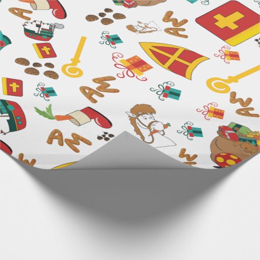 Colourful Dutch Holiday Sinterklaas Design Wrapping Paper | Zazzle