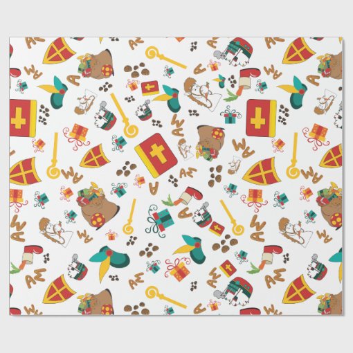 Colourful Dutch Holiday Sinterklaas Design Wrapping Paper | Zazzle