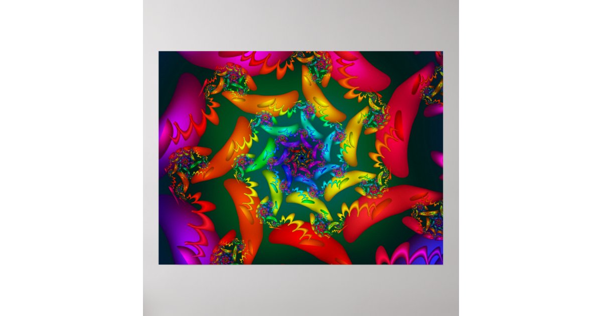 Colourful Fractal Spiral Poster | Zazzle
