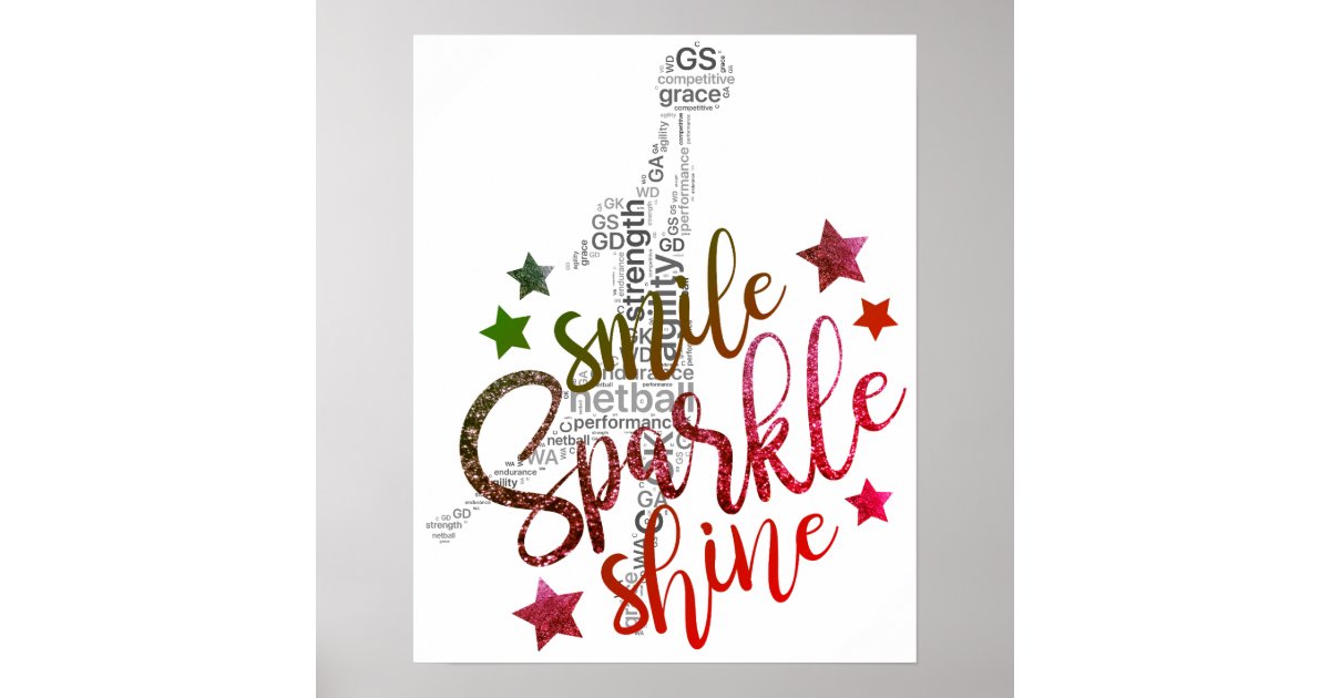 Colourful GS Inspirational Netball Quote Poster | Zazzle