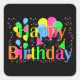 COLOURFUL HAPPY BIRTHDAY SQUARE STICKER | Zazzle