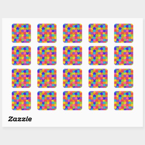 Colourful Jigsaw Puzzle Pattern Square Sticker | Zazzle