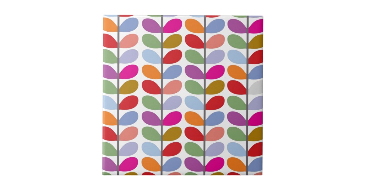 Colourful Leaf Pattern Tile | Zazzle