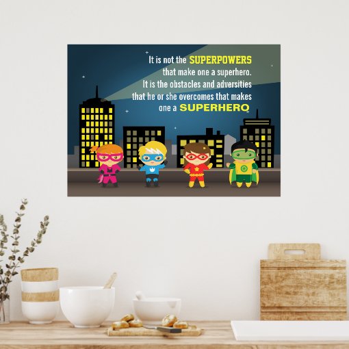 Colourful Motivating Superhero Quote For Kids Room Poster | Zazzle
