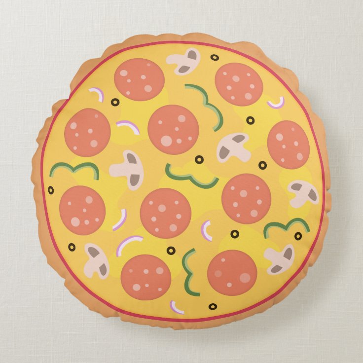Colourful Pepperoni Pizza Lovers Round Pillow | Zazzle