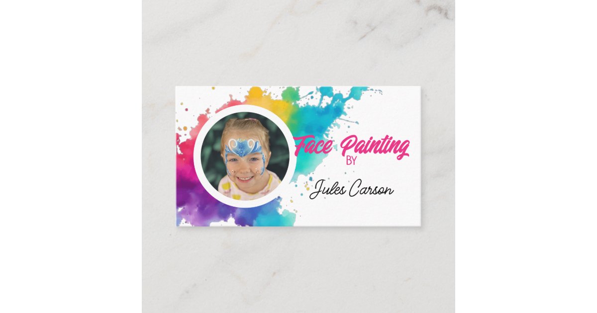 Colourful Photo Face Painter Business Card | Zazzle