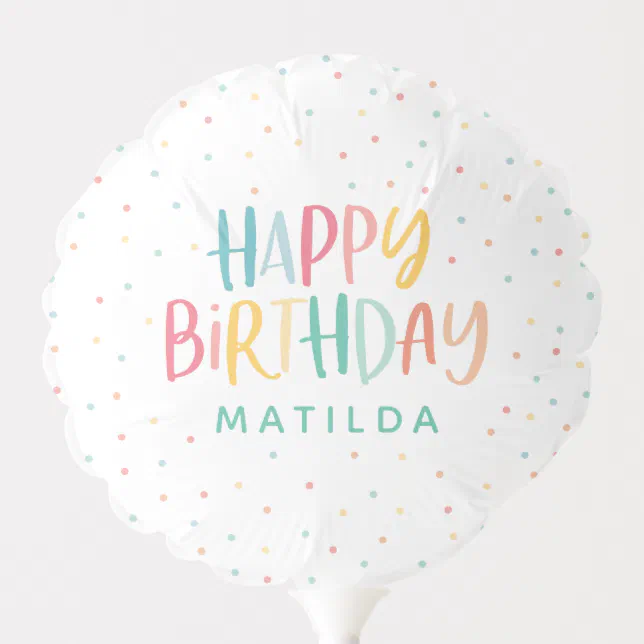 Colourful polka dot rainbow birthday party balloon | Zazzle