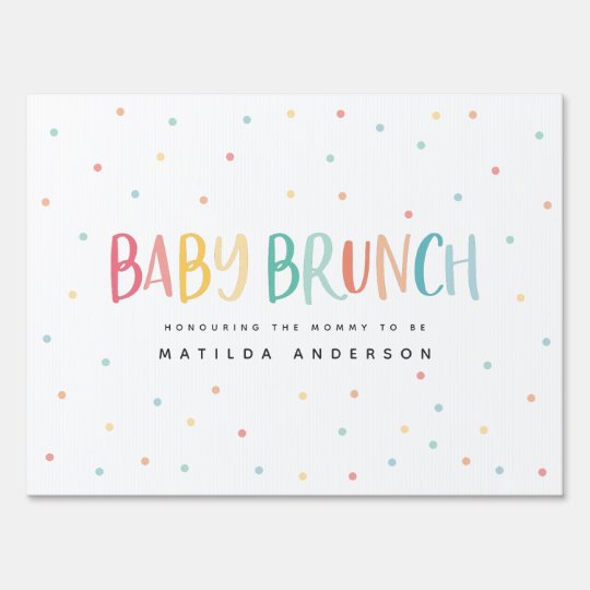 Colourful rainbow baby brunch party sign | Zazzle.com