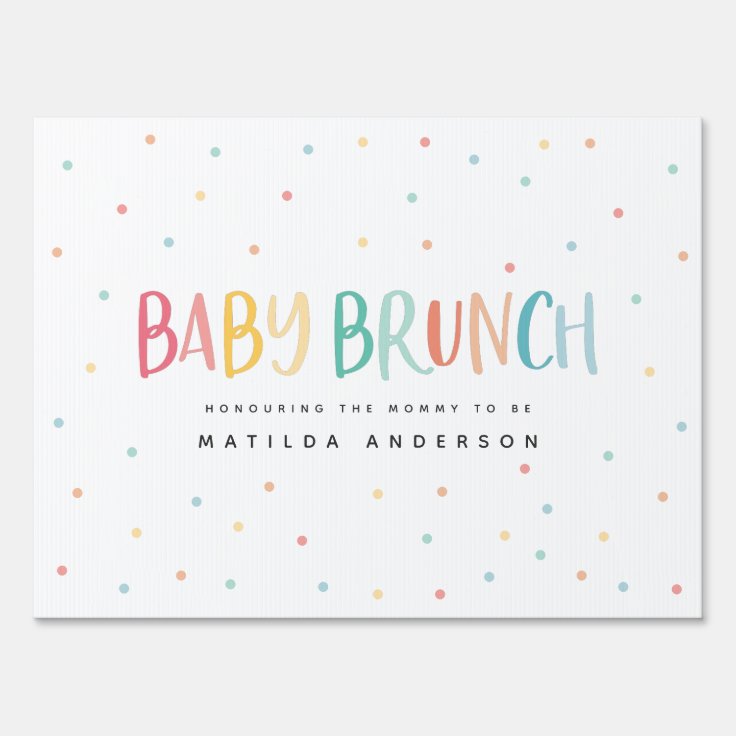 Colourful rainbow baby brunch party sign | Zazzle