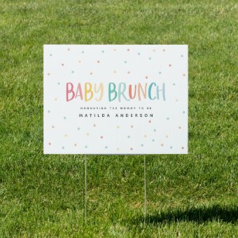 Colourful rainbow baby brunch party sign | Zazzle