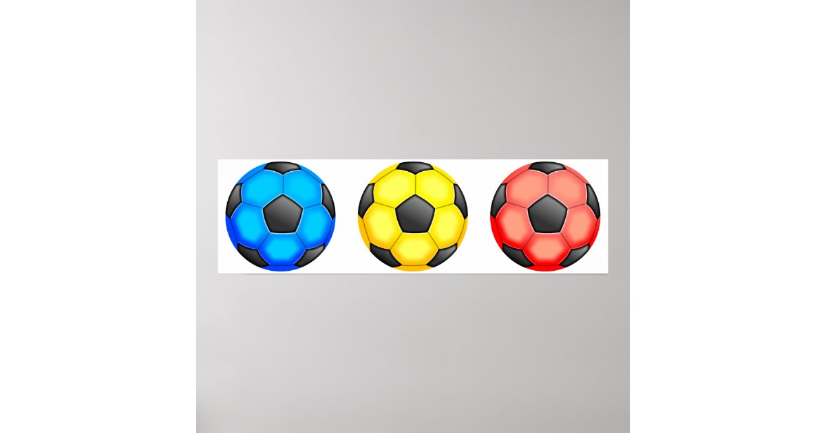 Colourful Soccer Balls Poster | Zazzle