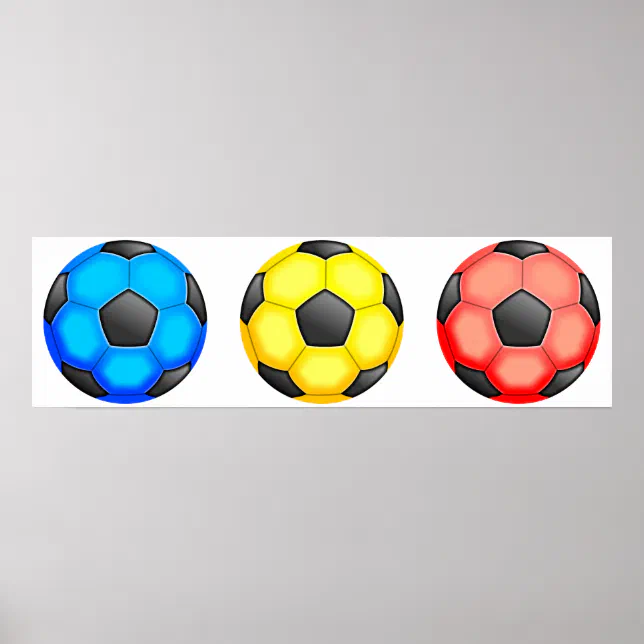 Colourful Soccer Balls Poster | Zazzle