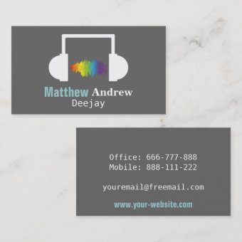 Colourful Sound Waves, Deejay, DJ Business Card | Zazzle